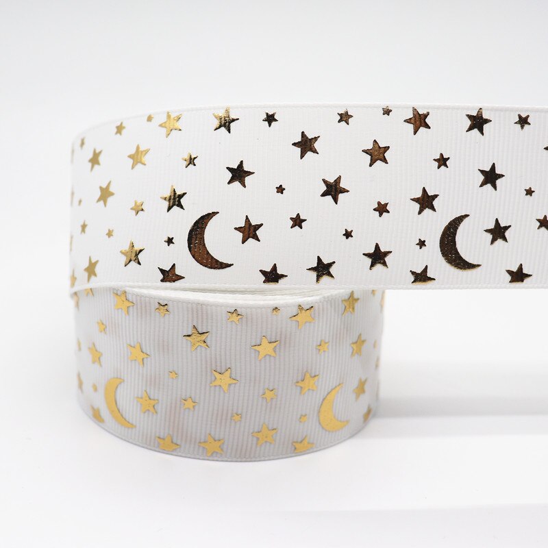10 Yards 1.5" 38MM Grosgrain Ribbon Gold Star... – Vicedeal