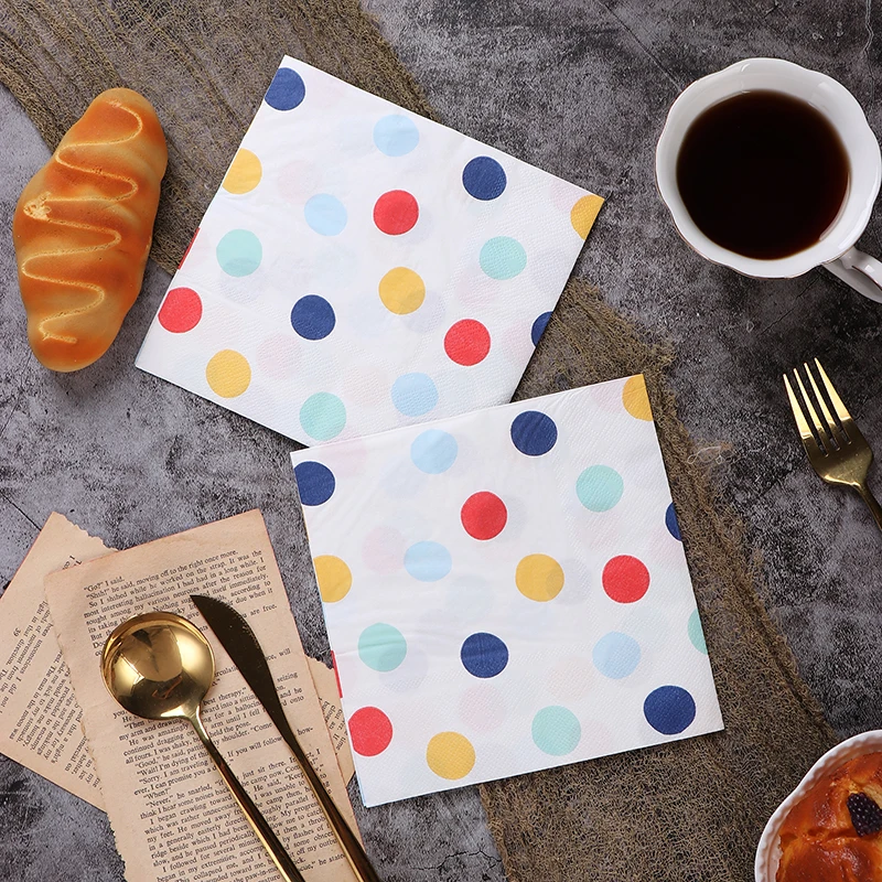 20pcs/Pac Colourful Dot Napkins Blue Printed Paper... – Grandado