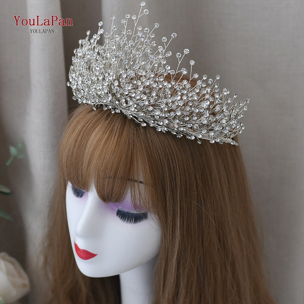 TOPQUEEN Silver Wedding Crown Rhinestone Headband ... – Grandado
