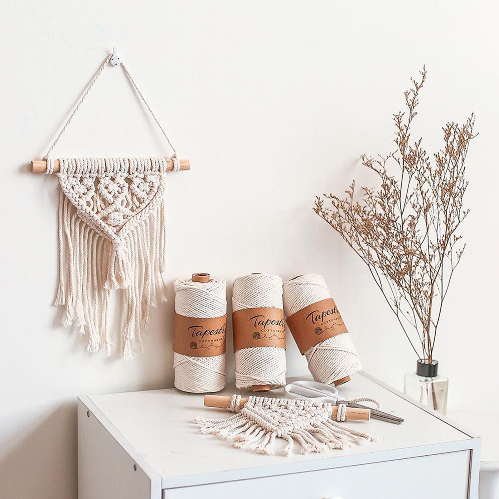 Natural Macrame Cotton Cord 5mm Clothesline Plant ... – Grandado