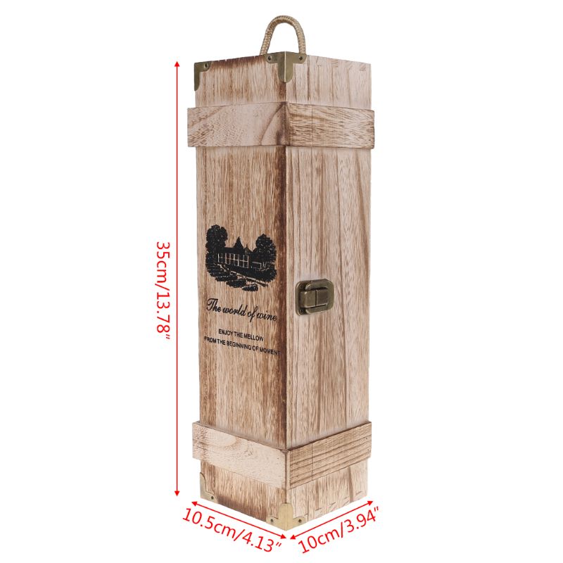 Retro Empty Single Bottle Red Wine Box Paulownia W... – Grandado