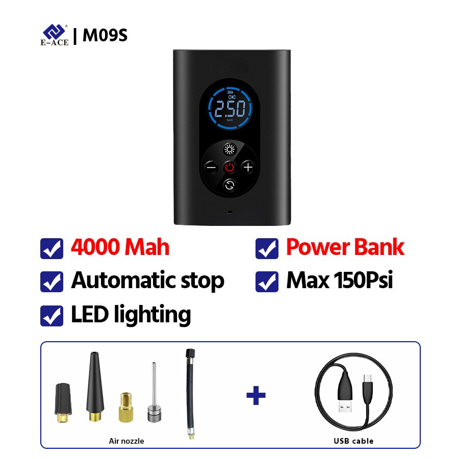 E-ACE M09 Car tyre inflator 12V Air compressor por... – Vicedeal