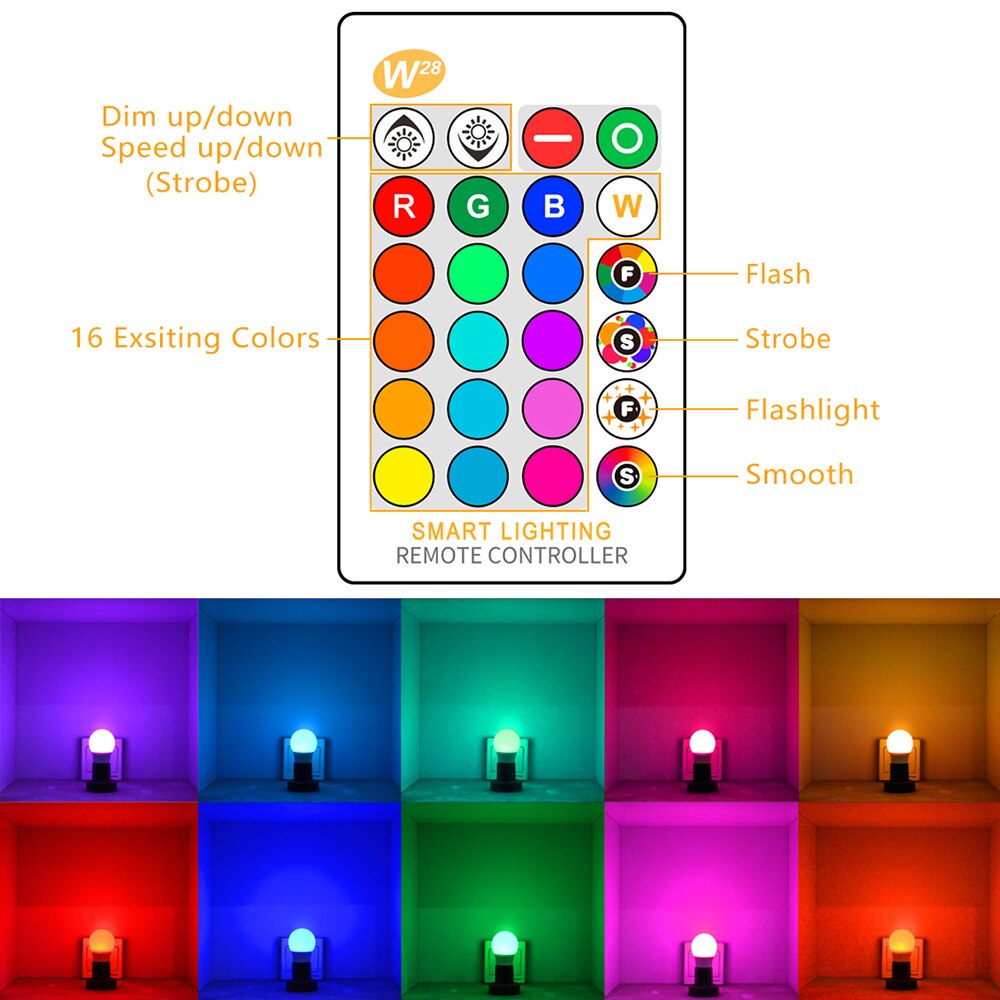 E27 RGB LED Lamp 5 w 16 Color Verwisselbare Lamp L... – Vicedeal