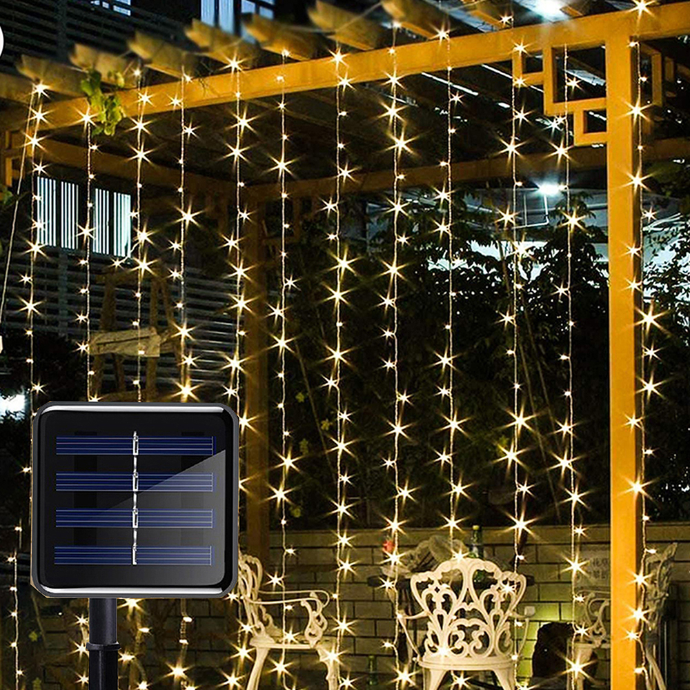 3M x 1M/2M/3M Solar LED Gordijn Fairy Lichtslinger... – Vicedeal