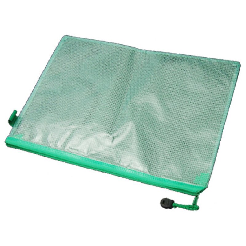 A4 green net PVC folder bag with zipper – Grandado