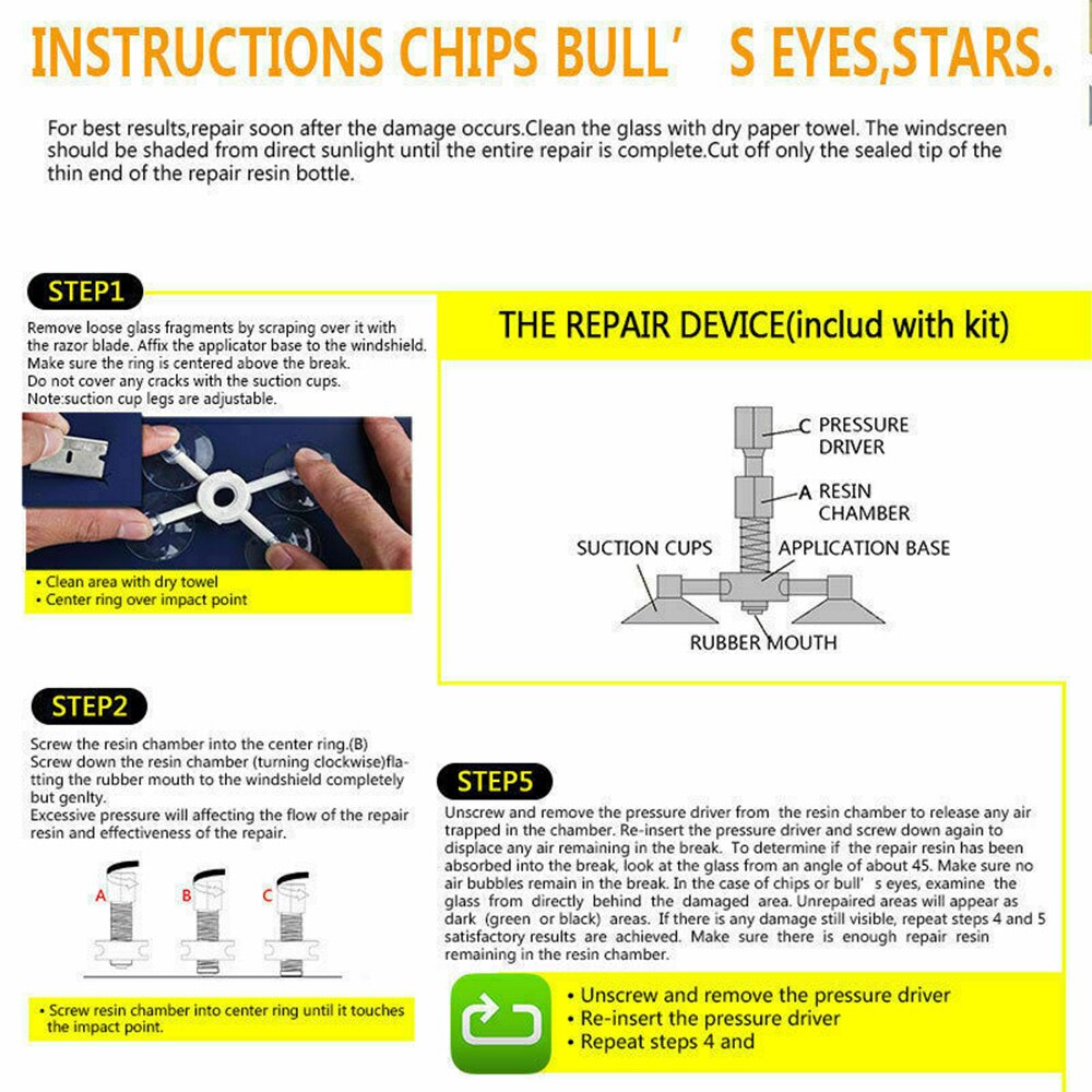 Frontrute sprekk bilvindu reparasjon reparasjon gj... – Grandado