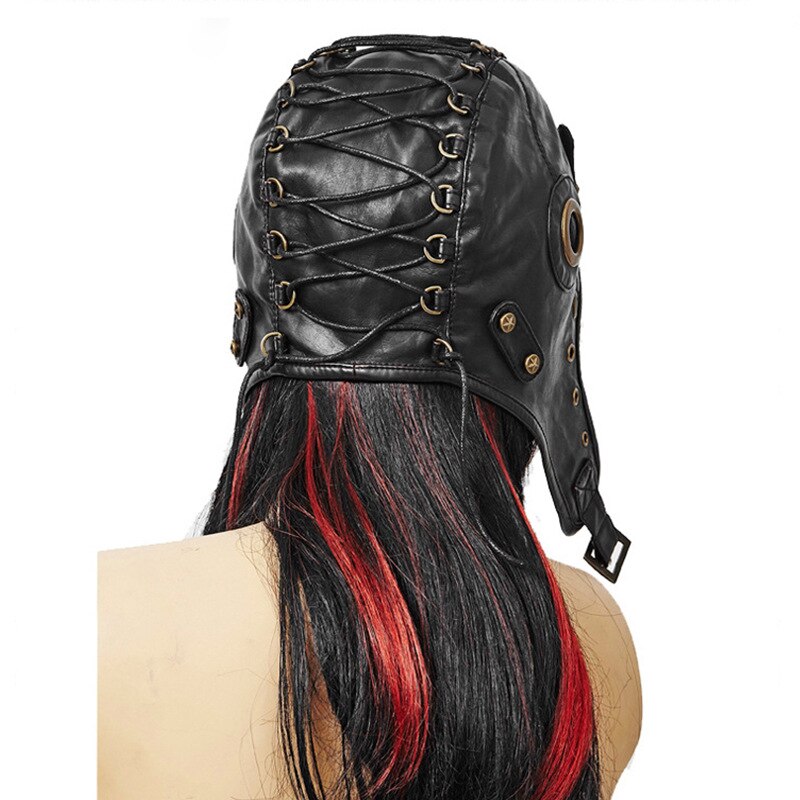 Black Army Pilot Cap Pu Leather Steampunk Soft Lac... – Grandado