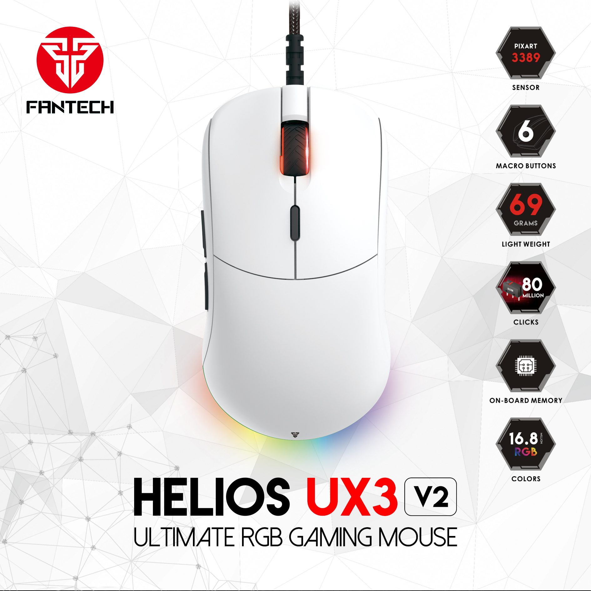 Fantech Helios UX3V2 Gaming Muis Pixart 3389 Rgb P... – Grandado