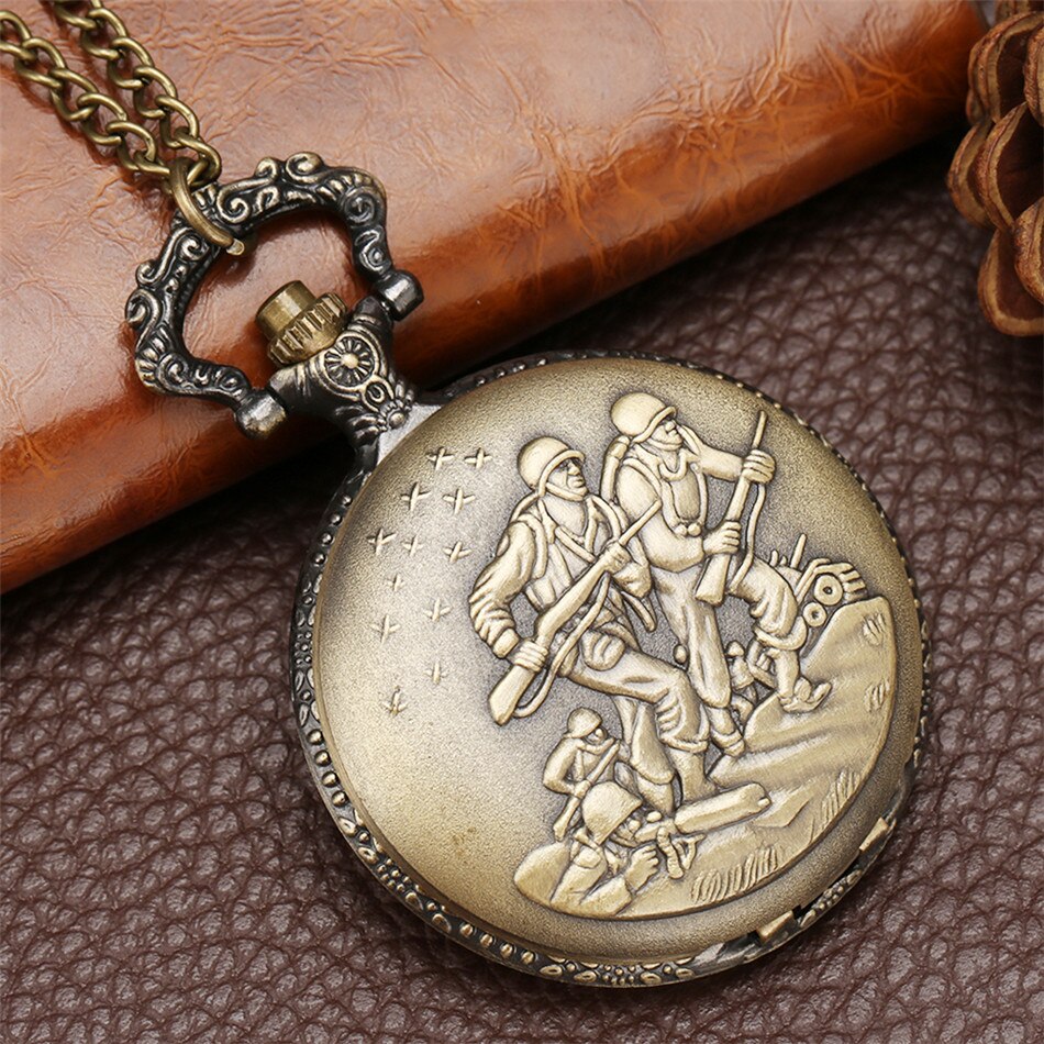 Bronze Fighter Full Hunter Quartz Pocket Watch Ret... – Grandado