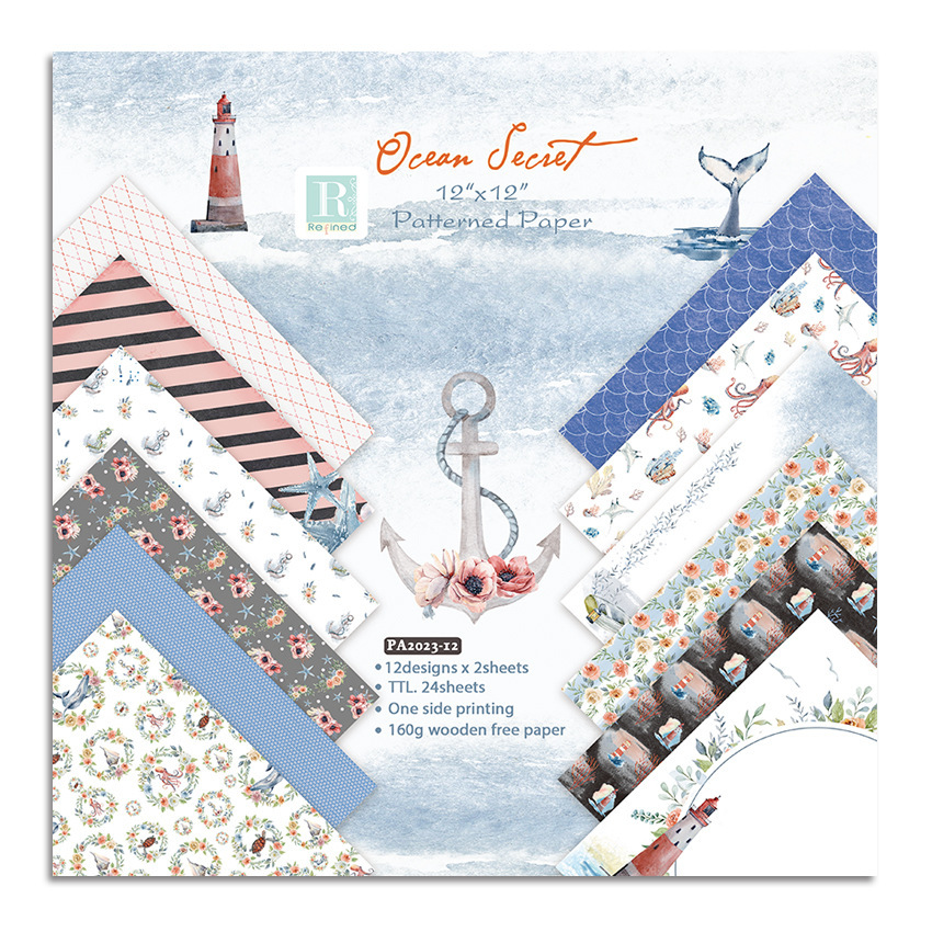 24 Sheet 12X12" Ocean Secret Craft Paper Mate... – Grandado