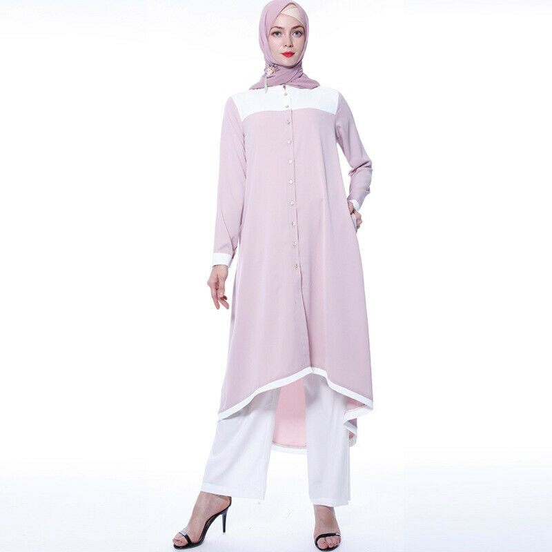 2PCS Abaya Muslim Women Long Sleeve Casual Blouse ... – Grandado