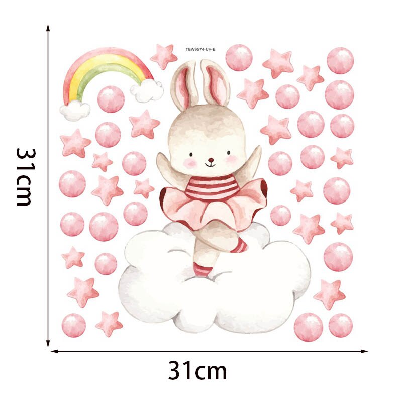 Cute Cartoon Rabbit Wall Stickers wallpaper Ballet... – Grandado