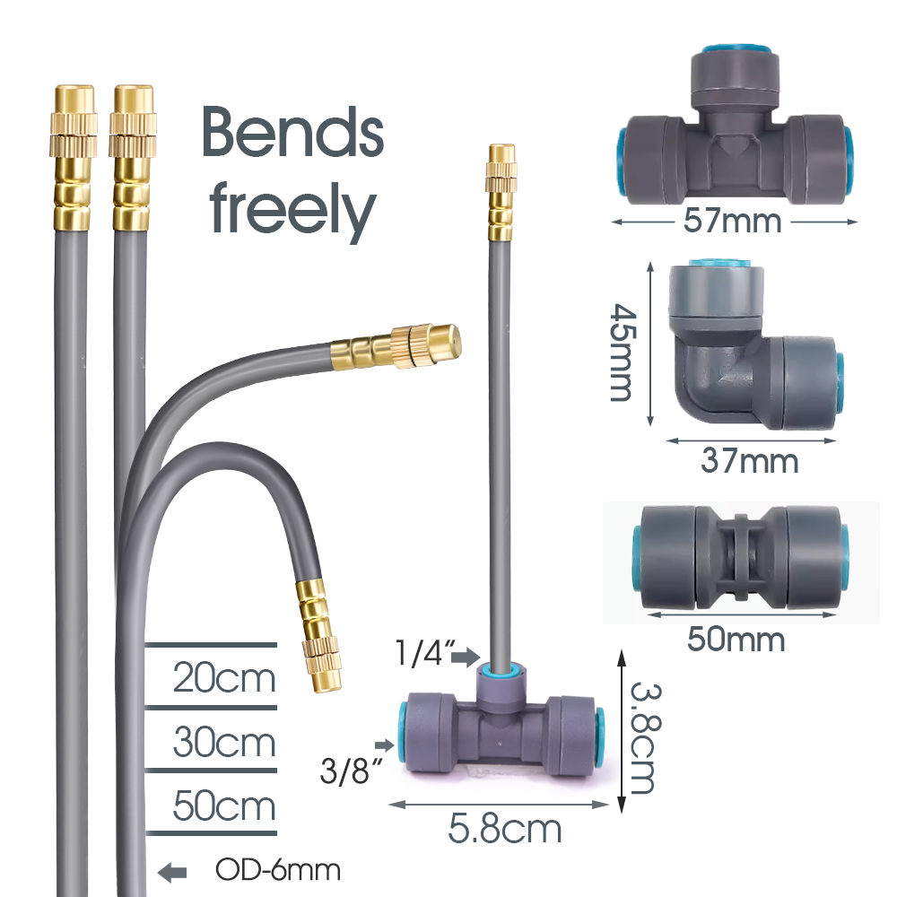 20-50cm Flexible Brass Adjustable Spray Kit Gray 3... – Grandado