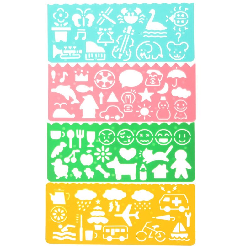 4pcs/set Cute Plastic Art Graphics Drawing Templat... – Vicedeal