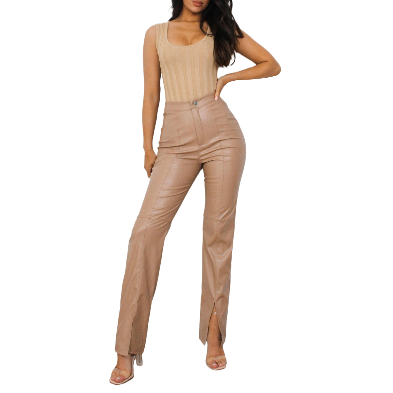 Winter Ladies Pu Leather Pants High Waist Jacket C... – Grandado