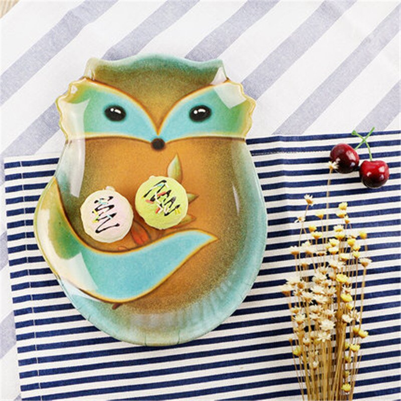 Cute Owl Fox Dishes and Plates Cake Pastry Saucer ... – Grandado