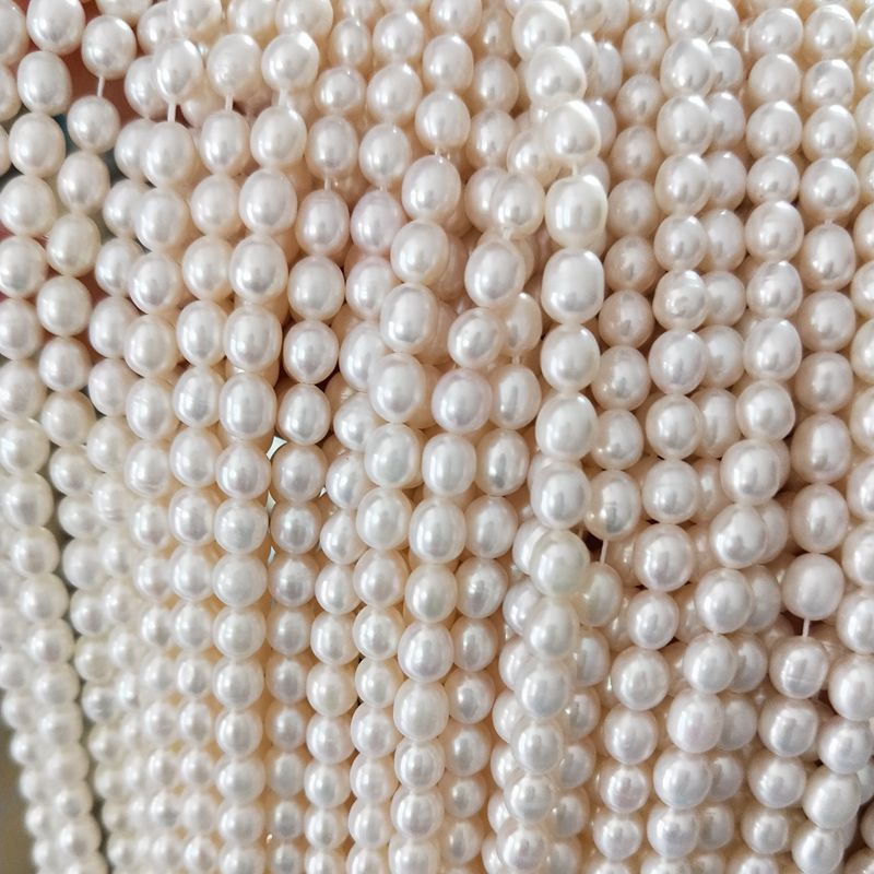 Freshwater Seed Pearl Strand White 4mm Small Rice ... – Grandado