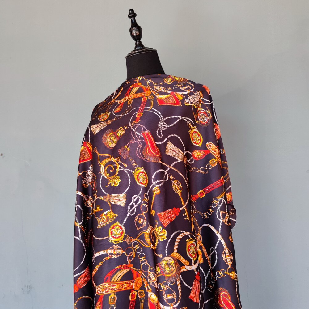 pure silk silk charmeuse fabric black fabric Black... – Grandado