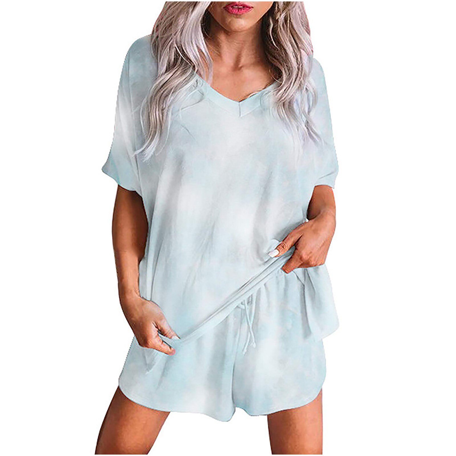 Spring Summer V-neck Regular Women Two Piece Sets ... – Grandado