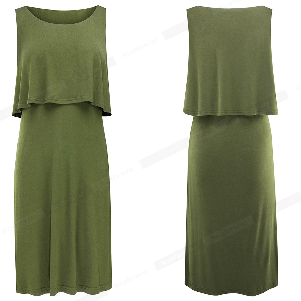 Nice-forever Causal Solid Color Ruffle Sleeveless ... – Grandado