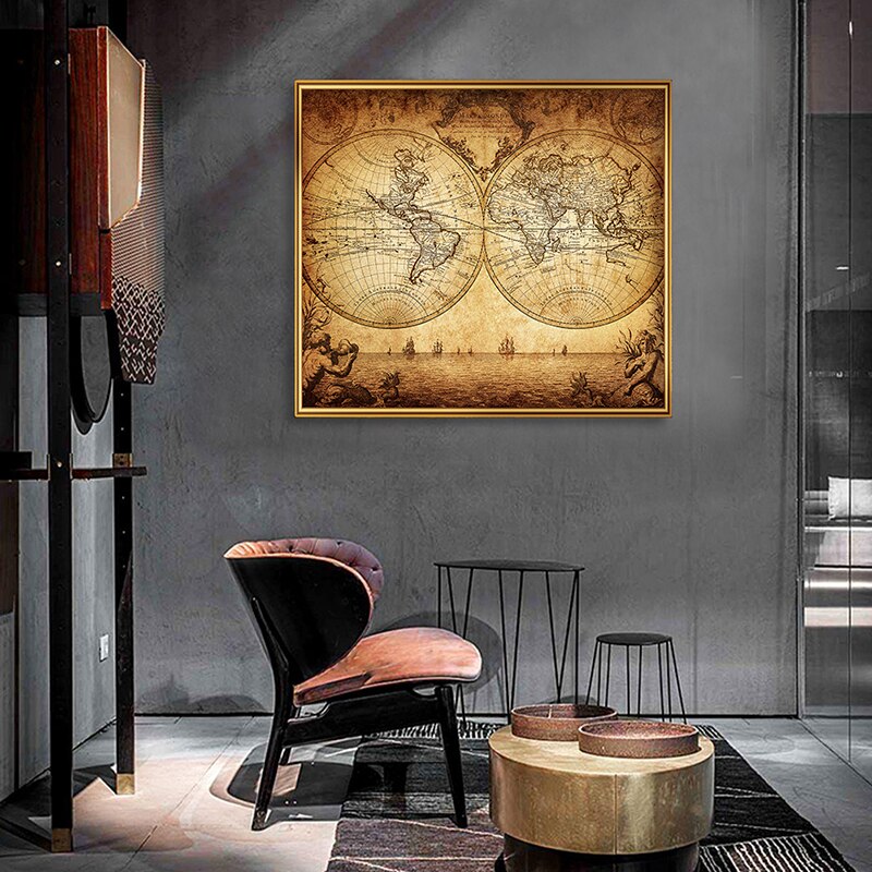 57*51cm Vintage World Map Kraft Paper Prints Wall ... – Vicedeal