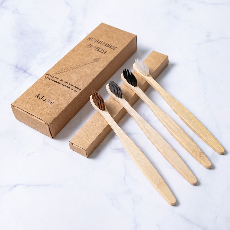 4/8/10PCS Bamboo Toothbrush Wood Handle Tooth Brus... – Grandado