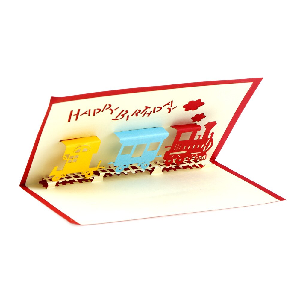 Pop Up Red 3D Cut Train Paper Greeting Card Postca... – Grandado