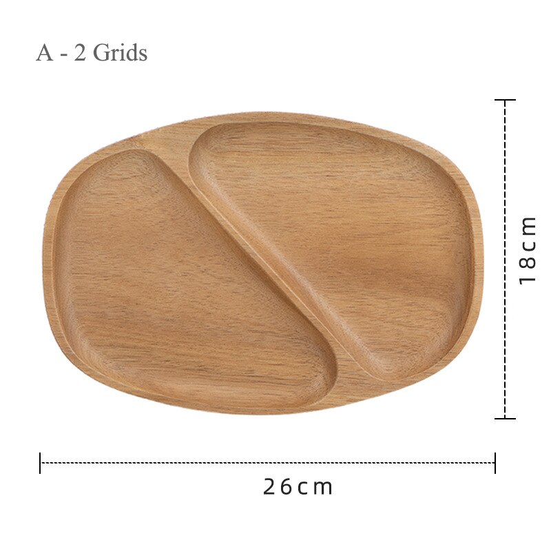 Wood 2/3 Grid Food Tray Breakfast Bread Dessert Ca... – Grandado