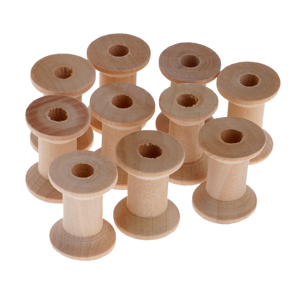 10 Pieces Natural Wooden Empty Thread Spools DIY S... – Grandado