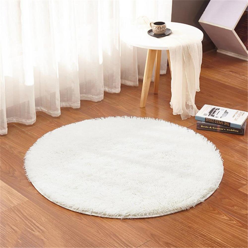 Gray/white round plush mat rug 80cm-1 – Grandado