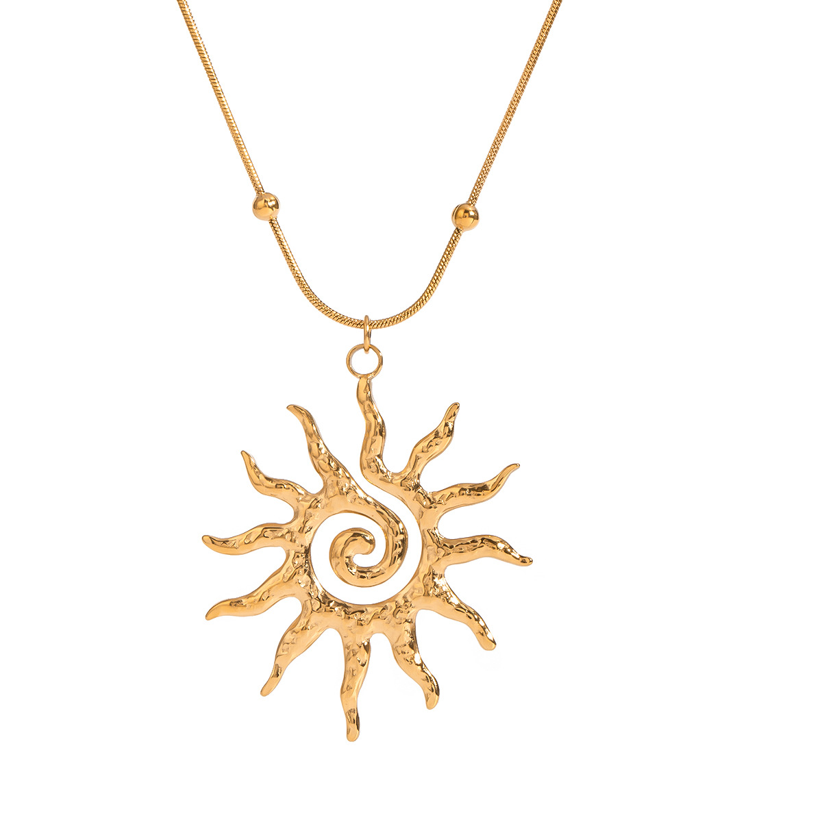 Yori Stainless Steel Golden Sun Pendant Necklace W... – Grandado