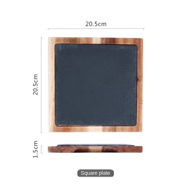 Solid Wood Tray Black Square Oval Rectangle Wester... – Vicedeal