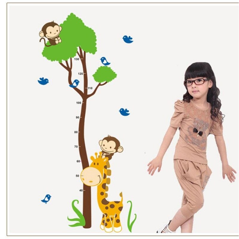JU 16 Cute Monkey Giraffe Wall Sticker Scale Measu... – Vicedeal