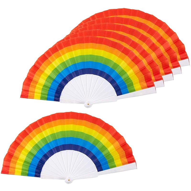 Rainbow Fans-Pack Of 6-Rainbow Party Supplies For ... – Grandado