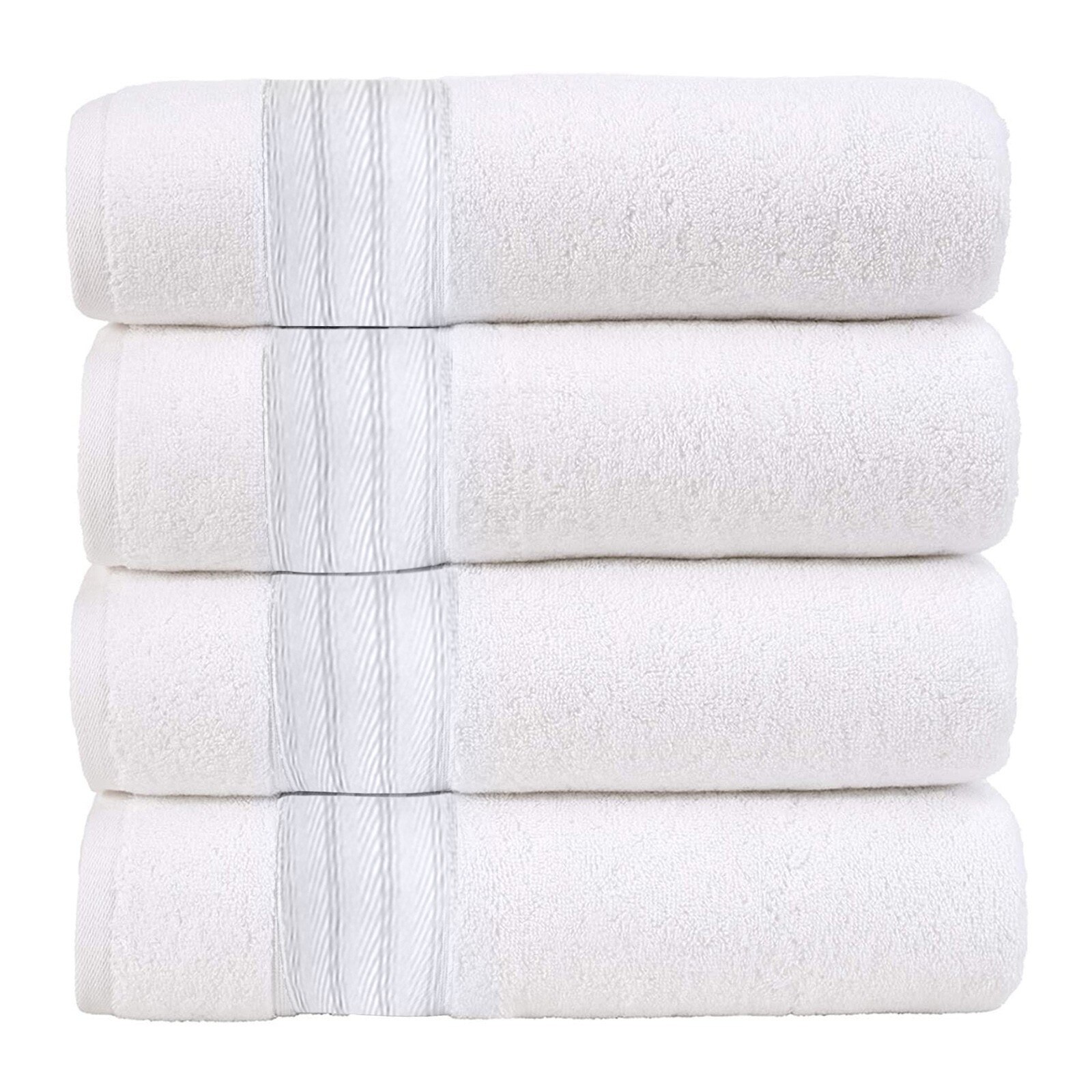 4pcs White Large Bath Shower Towel Cotton Thick To... – Grandado