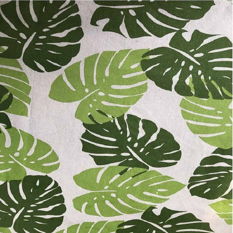 Cotton Linen Green Leaf Printing Fabric Canvas Fla... – Grandado