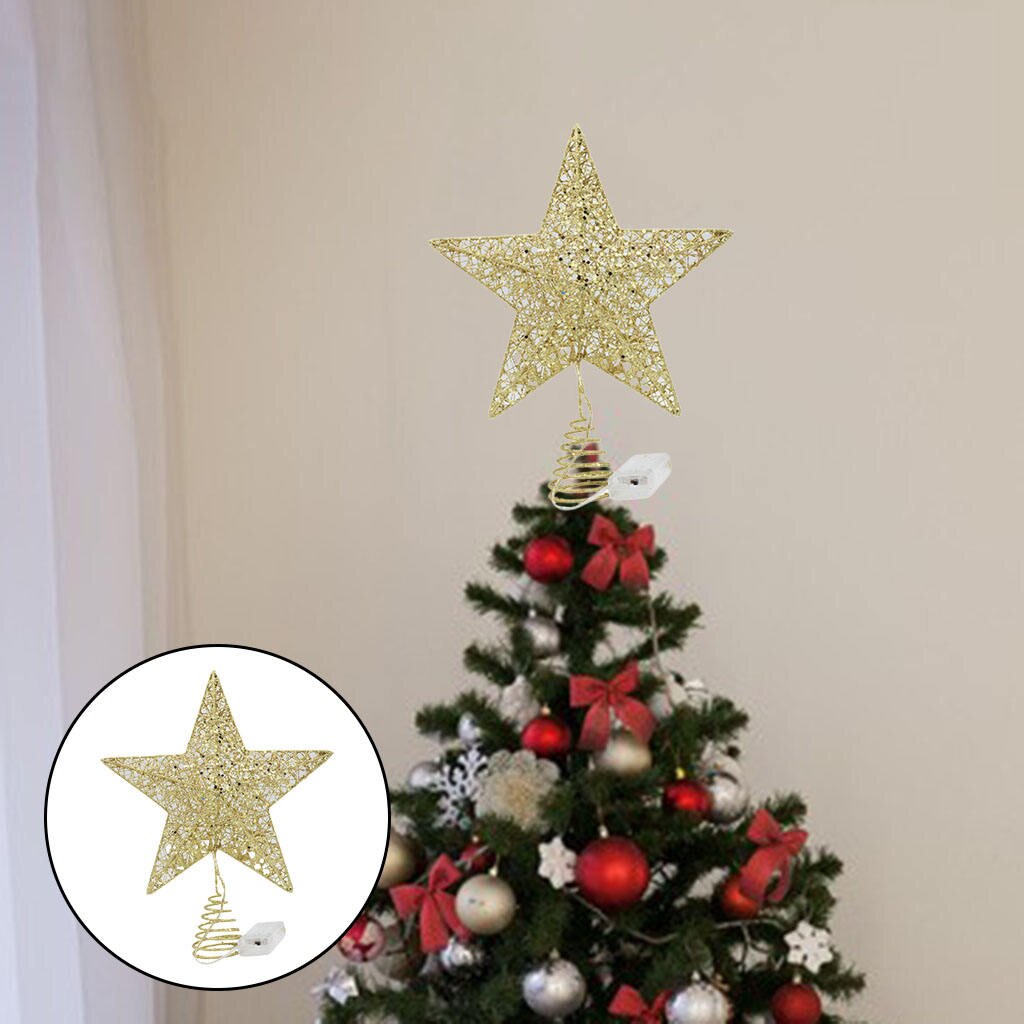 Xmas Tree Top Star Beautiful Topper Lights Decorat... – Grandado