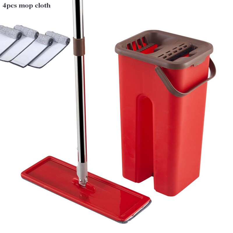 Flat Hand Free Wringing Squeeze Mop with Bucket Fl... – Grandado