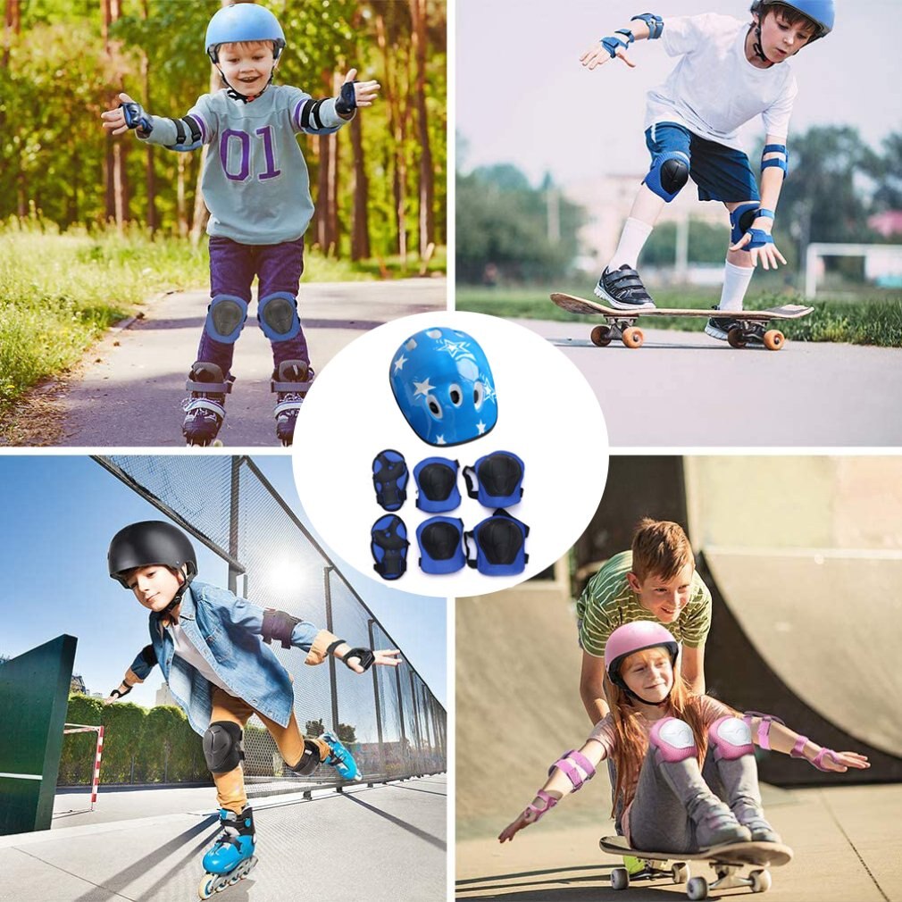 7 Pcs Skating Protective Gear Set Knee Wrist Guard... – Grandado