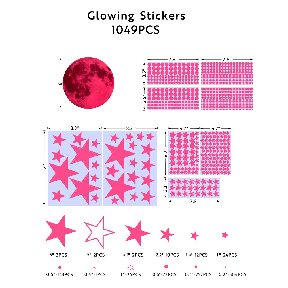 1set 3D Luminous Star Moon Dot Wallpaper Wall Stic... – Grandado