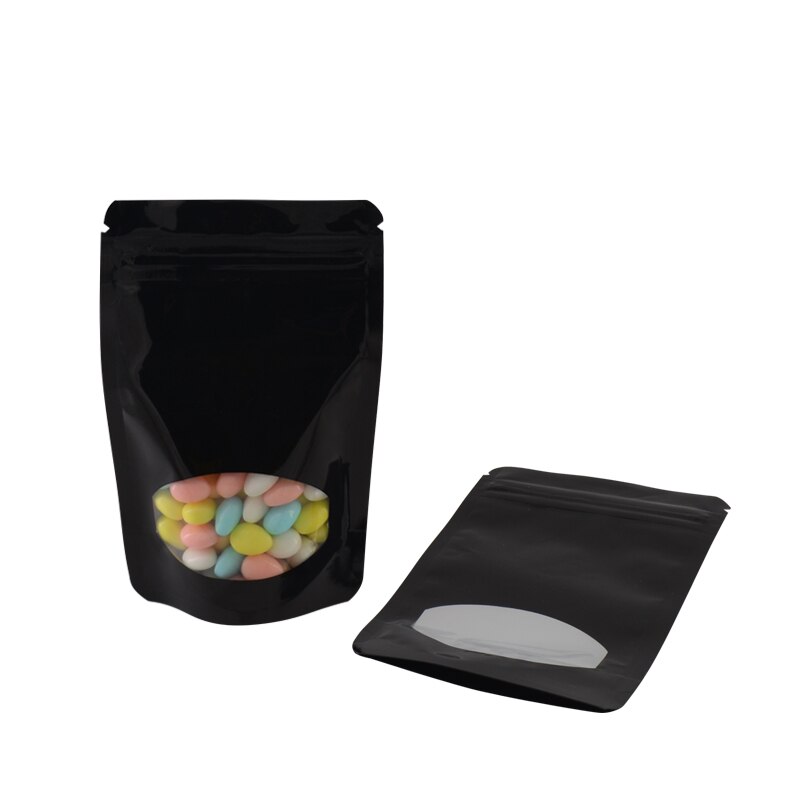 100 Stuks Zwarte Zip Lock Venster Zak Stand Up Ged... – Vicedeal