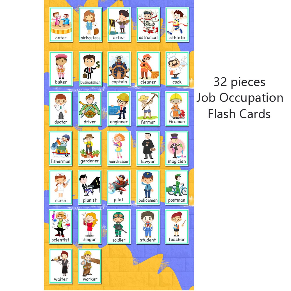 32pcs Kids English Flash Card Job Occupation Class... – Vicedeal