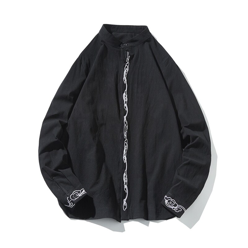 Traditional Chinese Linen Shirts for Men Black Whi... – Grandado