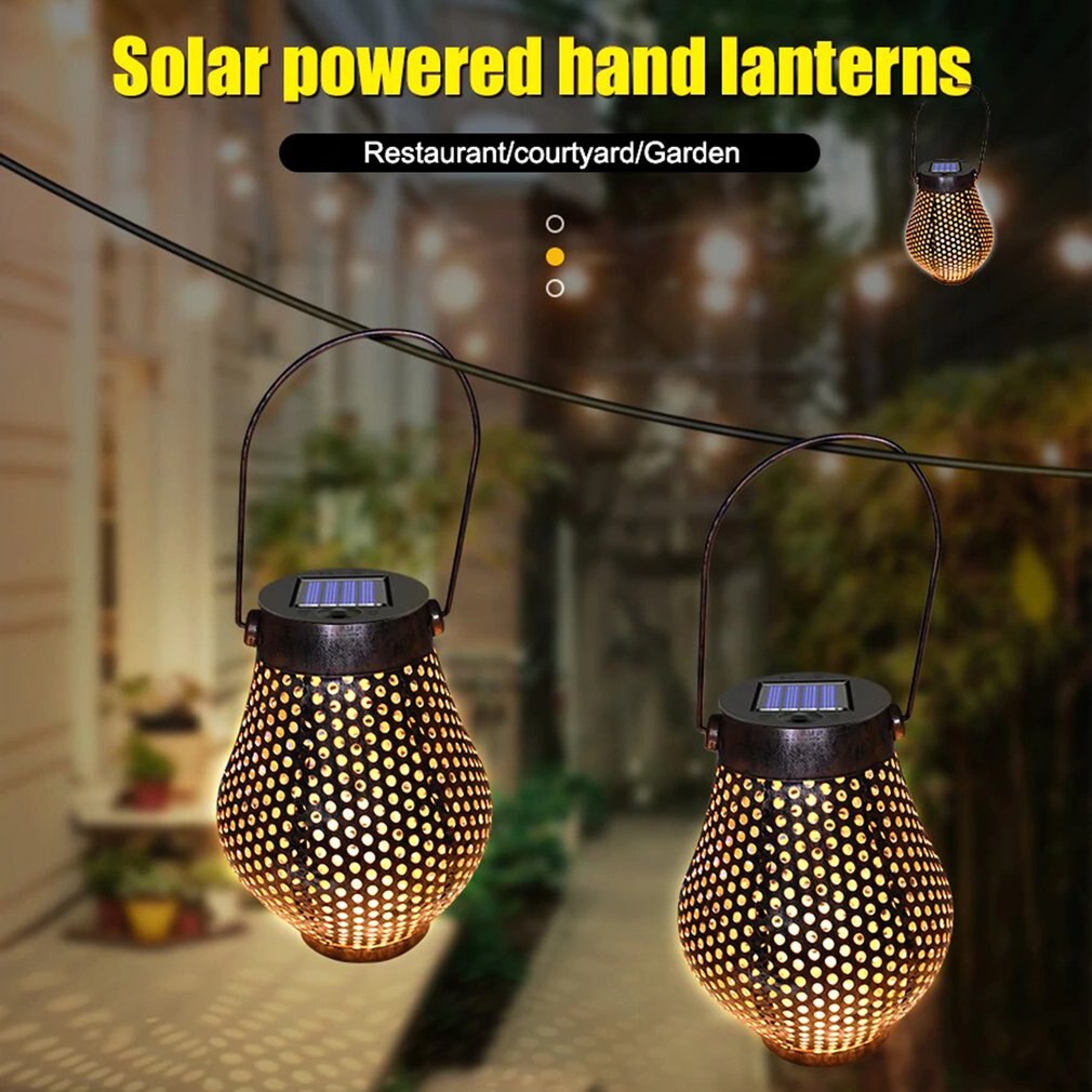 Hanging Brown Solar Lantern Iron Lamp Ornament Sol... – Grandado