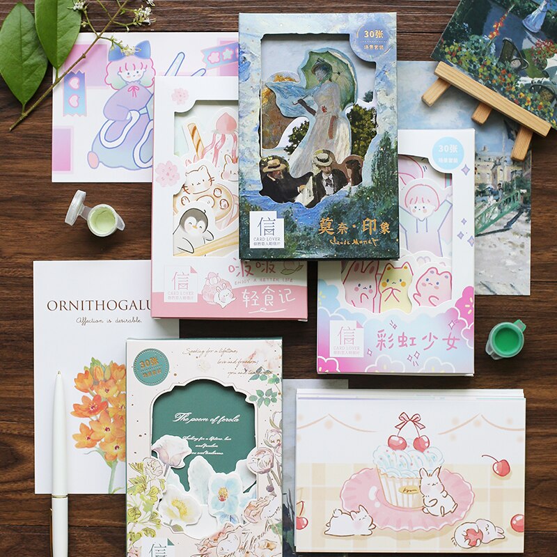 4packs/lot monet impression Postcard cute Style Wr... – Grandado