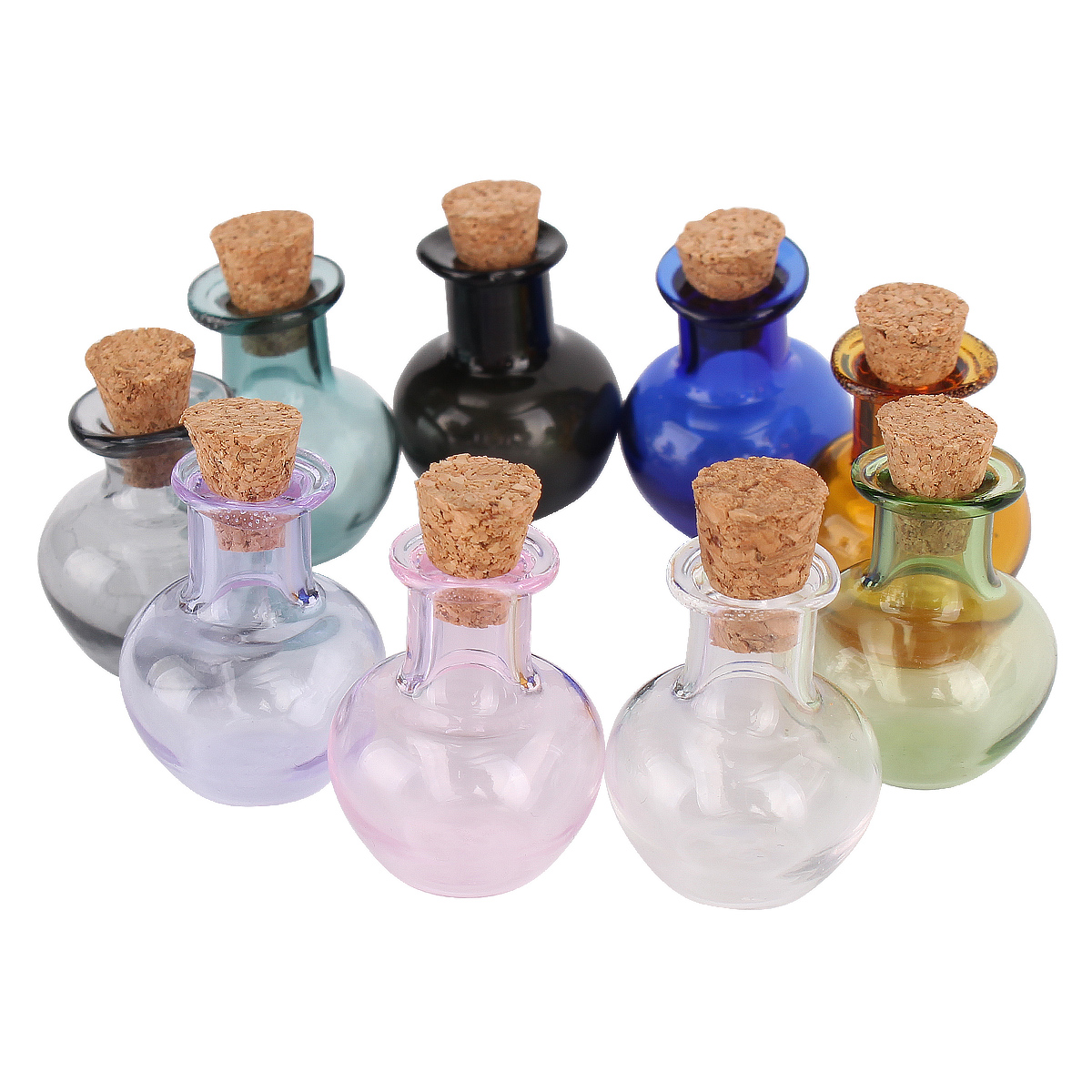 Mini Color Glass Bottles with Cork Miniature Vase ... – Grandado