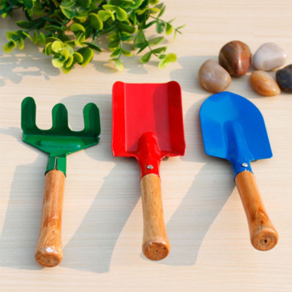 3Pieces Children Kids Garden Tools Set Rake Wood H... – Grandado