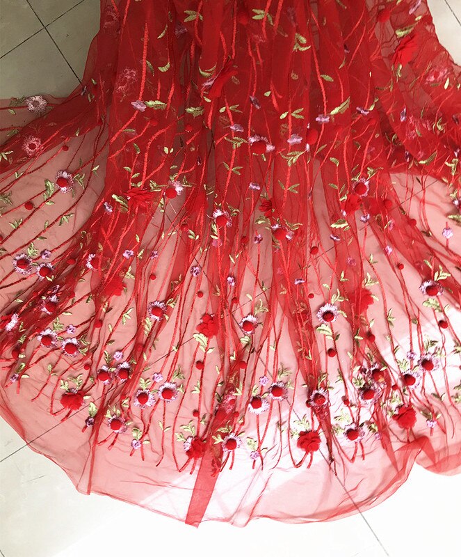 GLace 3Y/lot Rot 3D bommel stickerei perspektive c... – Vicedeal