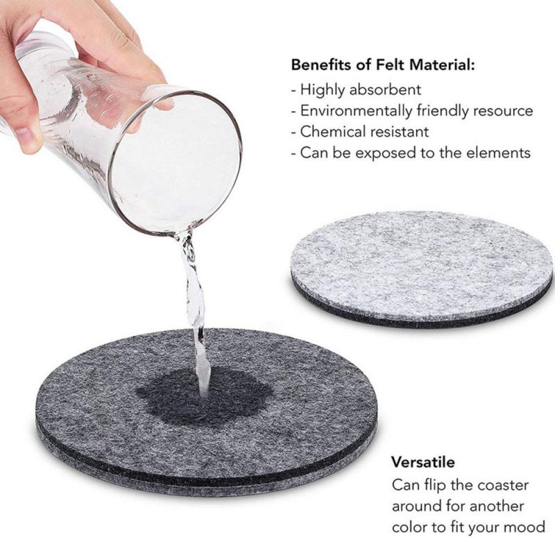 10pcs/set Felt Round Drink Coasters Set With Box K... – Vicedeal