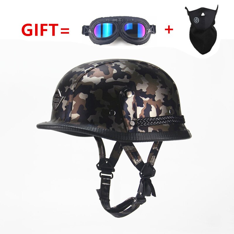 Volwassen Motorhelm Open Gezicht Half Lederen Retr... – Vicedeal